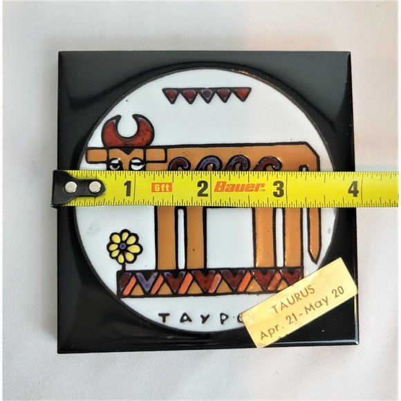 Handmade | Accents | Greek Taurus Ceramic Tile 4x4 Astrology Zodiac ...